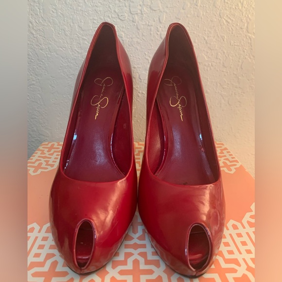 Jessica Simpson | Shoes | Jessica Simpson Red Peep Toe High Heel Size ...